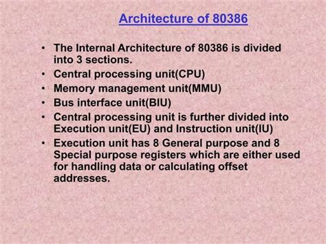Architecture Of 80386 Microprocessor Inroduction Ppt