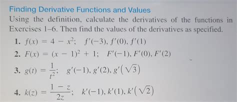 Solved Finding Derivative Functions And Values Using The Chegg