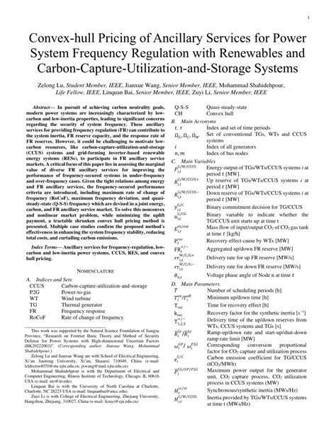 Pdf Convex Hull Pricing Of Ancillary Services For Power System