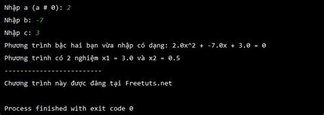 Giải phương trình bậc hai trong Java Freetuts