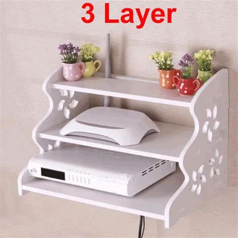 Wifi Router Storage Stand Set Top Box Stand Wall Floating Shelves 3 In 1 Wall Router Stand 3