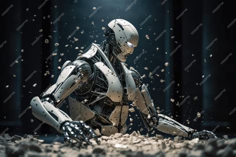 Premium Ai Image Futuristic Ai Cyborg Robot Demolition Concept