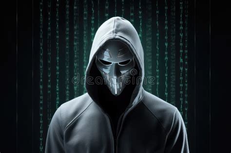 Cybersecurity Computer Hacker With Hoodie Coding Malware Concept On Server Room Background