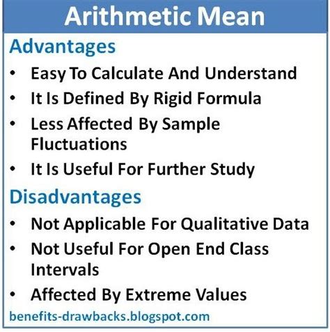 Advantages And Disadvantages Of Arithmetic Mean Benefits Drawbacks