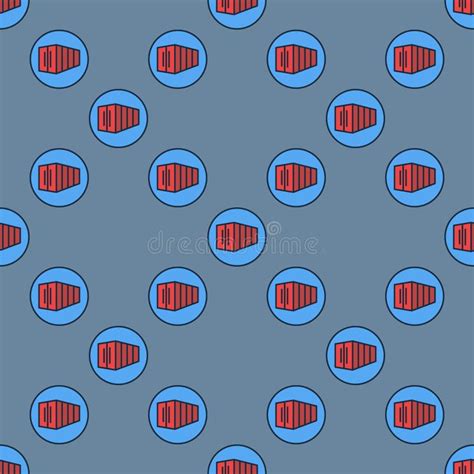 Red Shipping Container Vector Round Colored Modern Seamless Pattern