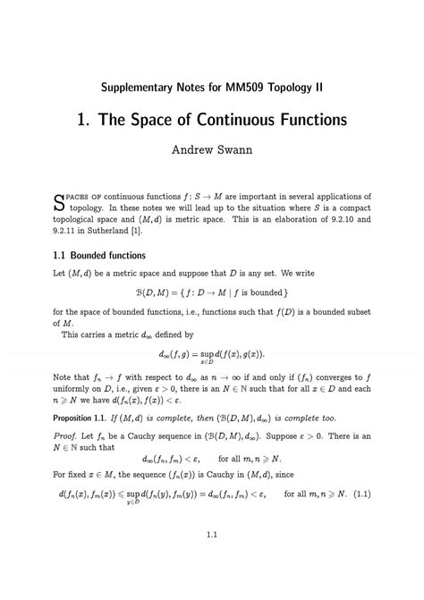 1 the space of continuous functions