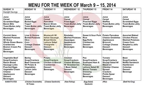 Assisted Living Menu Template