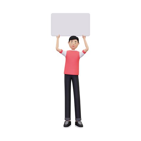 3d Man Holding Blank Placard 10872397 Png