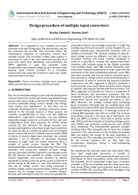 Pdf Design Procedure Of Multiple Input Converters