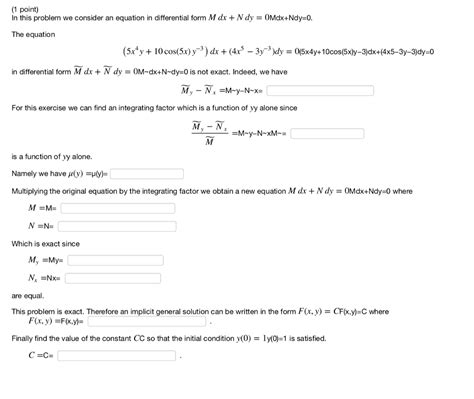 Solved Point In This Problem We Consider An Equation In Chegg Com
