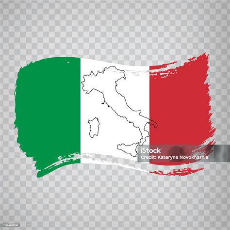 브러시 스트로크와 이탈리아의 빈지도에서 이탈리아 공화국의 국기 투명 한 배경에 이탈리아와 플래그의 높은 품질의지도 스톡 벡터입니다 벡터 일러스트 레이션 Eps10 0명에
