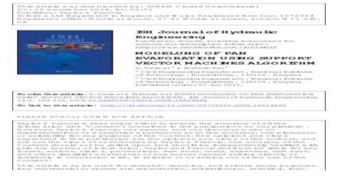 Modelung Of Pan Evaporation Using Support Vector Machines Algorithm