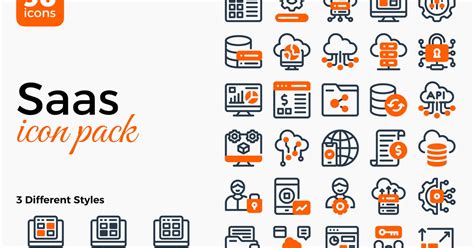 saas icon set objects ft saas and data envato