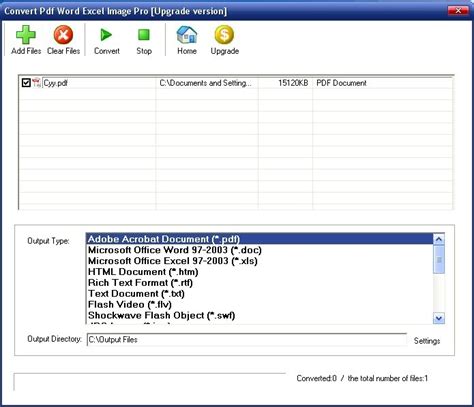 Convert Pdf Word Excel Image Pro Main Window Convert Pdf To Word Software Inc Convert Pdf
