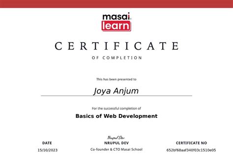 Certificates Masailearn Basicsofwebdevelopment Joya Anjum