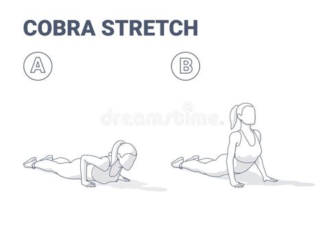 Cobra Stretch Bhujangasana Step By Step Exercise Guide Black And White