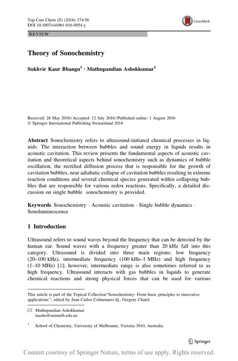 Theory Of Sonochemistry Request Pdf