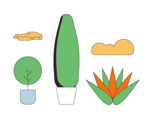 premium vector outdoor decor 2d linear cartoon objects set