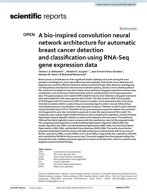 Pdf A Bio‑inspired Convolution Neural Network Architecture For Automatic Breast Cancer