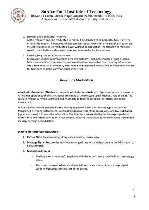 Am Modulation And Demodulation Using Matlabdocx