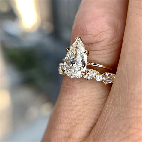 Pear Shaped Lab Grown Diamond Solitaire Engagement Ring Unique