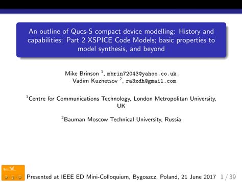 Pdf An Outline Of Qucs S Compact Device Modelling History And Capabilities Part 2 Xspice
