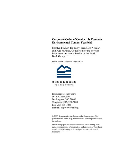 Pdf Corporate Codes Of Conduct Is Common Environmental Content Feasible