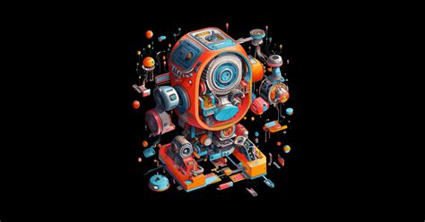 Robot Exploded View Isometric Sticker TeePublic