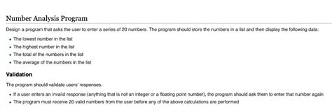 Solved Number Analysis Program Design A Program That Asks Chegg