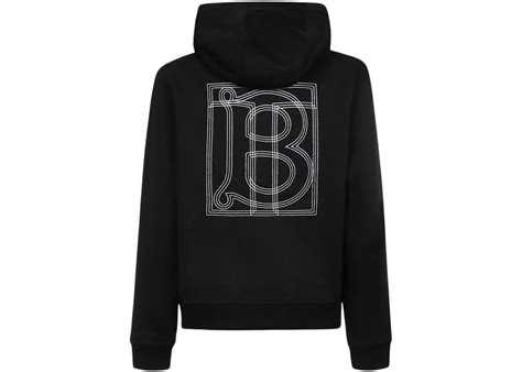 Burberry Tb Monogram Logo Embroidered Hoodie Black Us