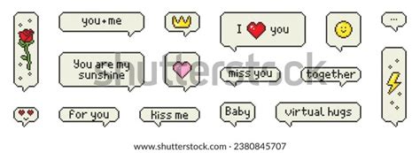 Pixel Art Speech Bubble Text Cute Stock Vector Royalty Free Shutterstock