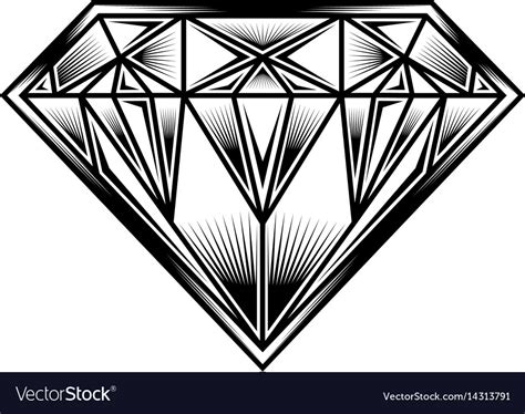 Diamond Black And White Vector