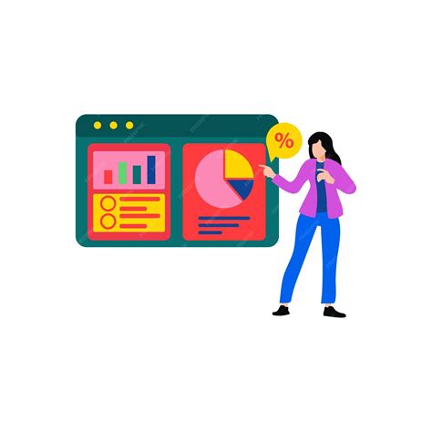 Premium Vector The Girl Is Working On A Chart Graph