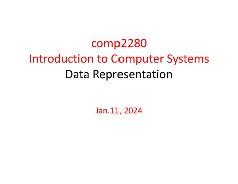 01 W24 C2280 Data Representation Jan1124 1by1 Annotated Comp Introduction To Computer Systems