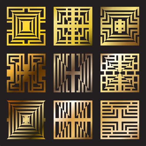 Premium Vector Geometric Icon Set Golden Abstract Icon