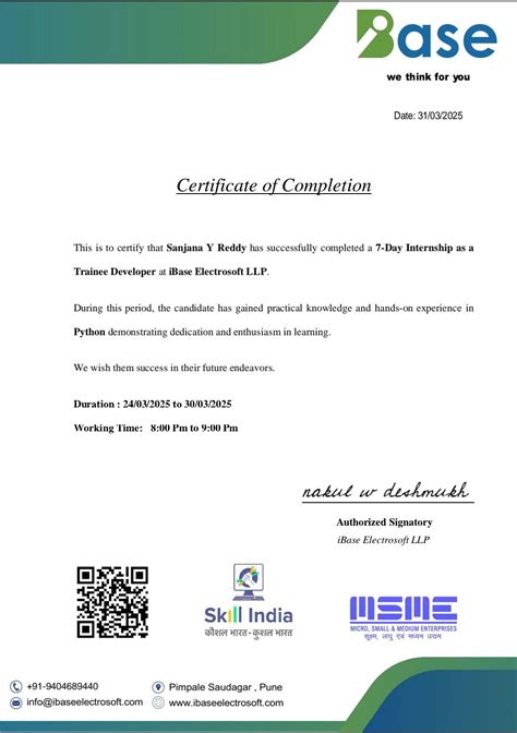 Excited To Share That I Have Successfully Completed A 7 Day Python Internship At Ibase