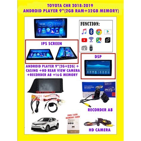 Toyota Chr 2018 2019 9 Android Player 32gb 2ram Casing Hd Rear View Camera Recorder Free