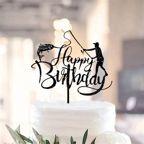 낚시 케이크 토퍼 어부 생일 파티 장식 야외 낚시 테마 케이크 장식 소년 소녀 생일 파티 드 Aliexpress
