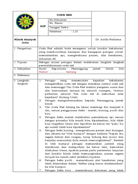 Sop Code Red Pdf