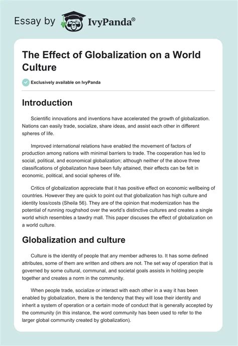 Impact Of Globalization On Culture Ppt Culture And Globalization