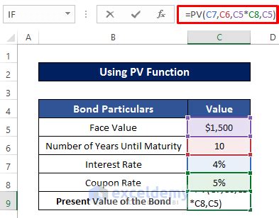 How To Calculate The Present Value Of A Bond In Excel Methods