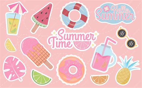 Conjunto De Pegatinas De Verano Imágenes De Verano Para Imprimir
