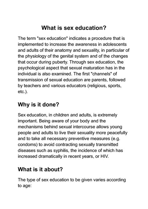 Solution What Is Sex Education Studypool