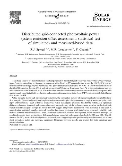 Pdf Distributed Grid Connected Photovoltaic Power System Emission Offset Assessment