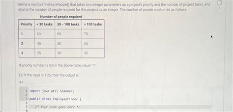 solved define a method findnumpeople0 that takes two integer