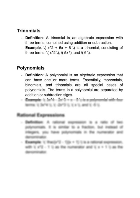 Solution Types Of Algebraic Expressions Definitions And Examples