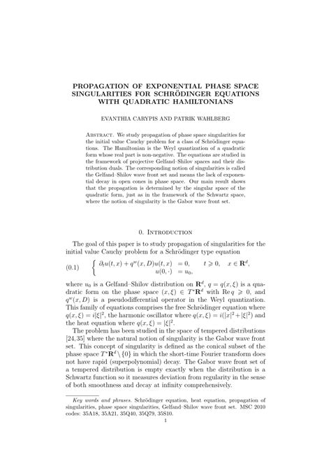 Pdf Propagation Of Exponential Phase Space Singularities For
