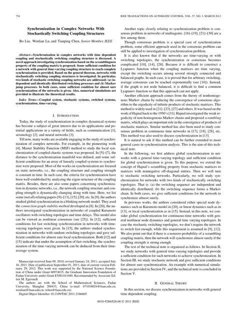 Pdf Synchronization In Complex Networks With Stochastically Switching