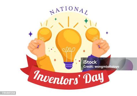 2월 11일에 전국 발명가의 날 벡터 일러스트 레이 션 천재 혁신의 축하 플랫 만화 배경에서 과학의 창조자를 기리기 위해 개발에 대한 스톡 벡터 아트 및 기타 이미지
