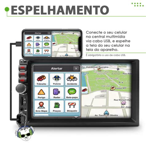 Central Multimídia Universal 2 Din Mp5 Bt Espelha Dvd Em Promoção Na